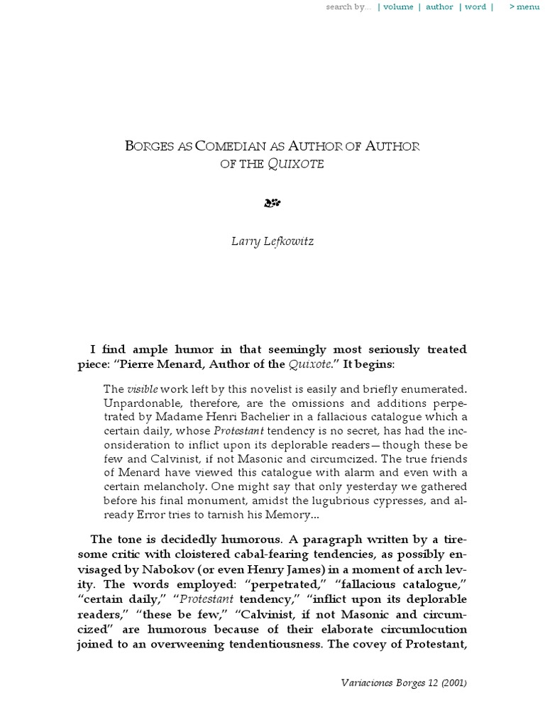 B C A A: Larry Lefkowitz | PDF | Don Quixote