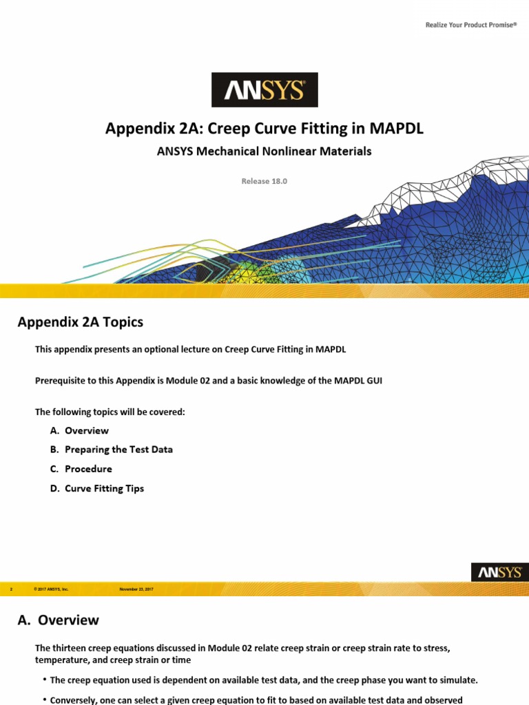 Mech ANM 18.0 M02A Creep Curve Fitting in MAPDL v1 | PDF | Creep (Deformation) | Applied Mathematics