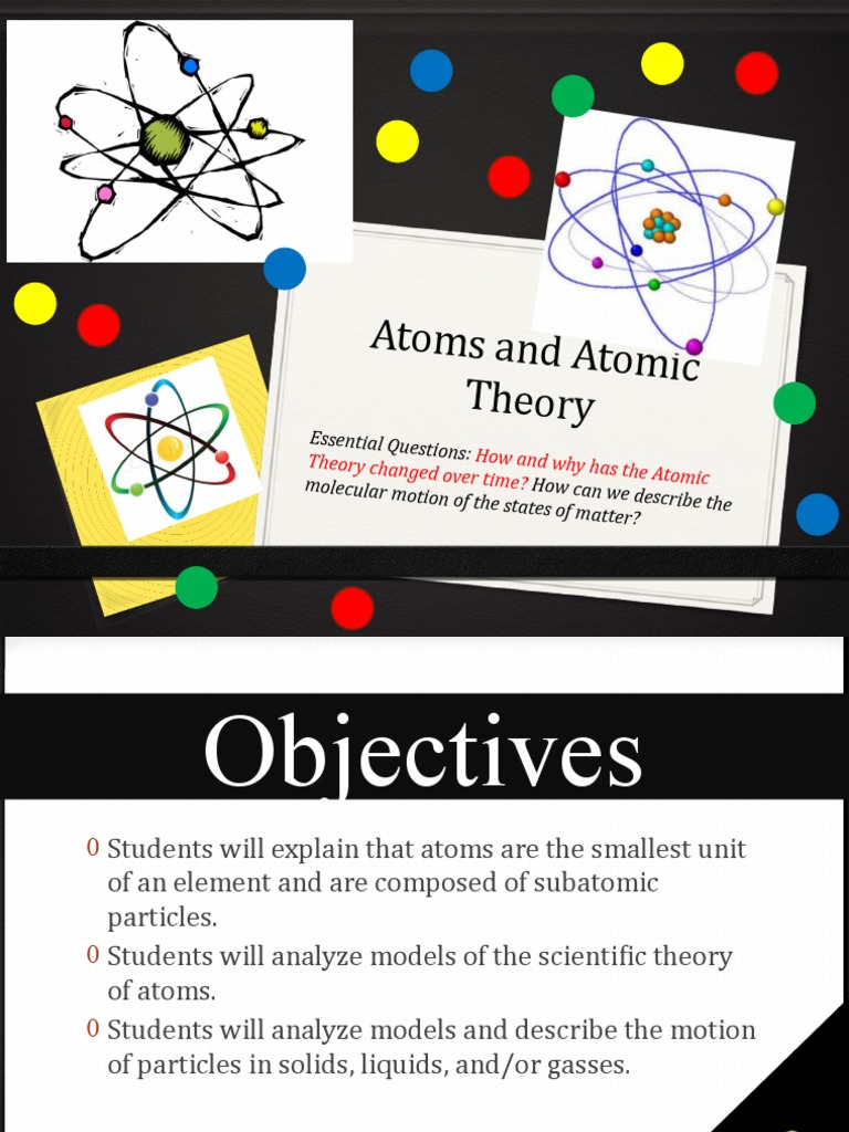 Atoms and Atomic Theory: Essential Questions: How Can We Describe TH e ...