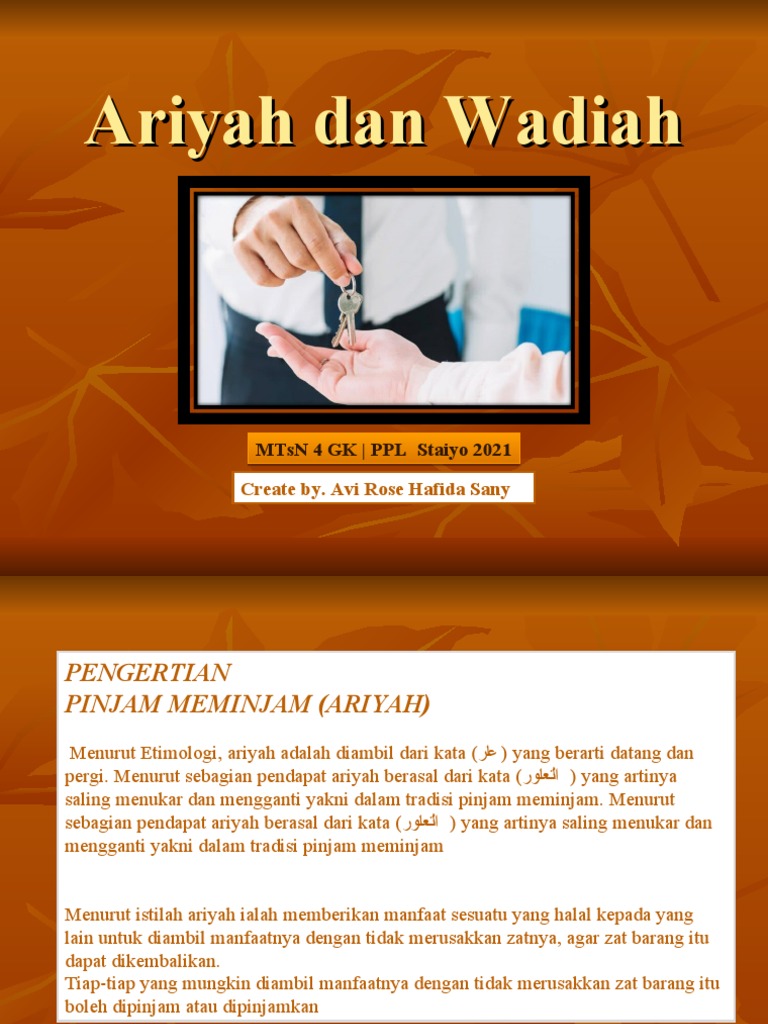 Hukum dan Pengertian Ariyah Wadiah | PDF | Pengelolaan Keuangan & Uang ...