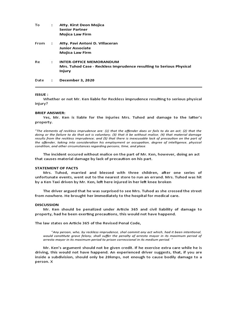 Inter Office Memorandum | PDF