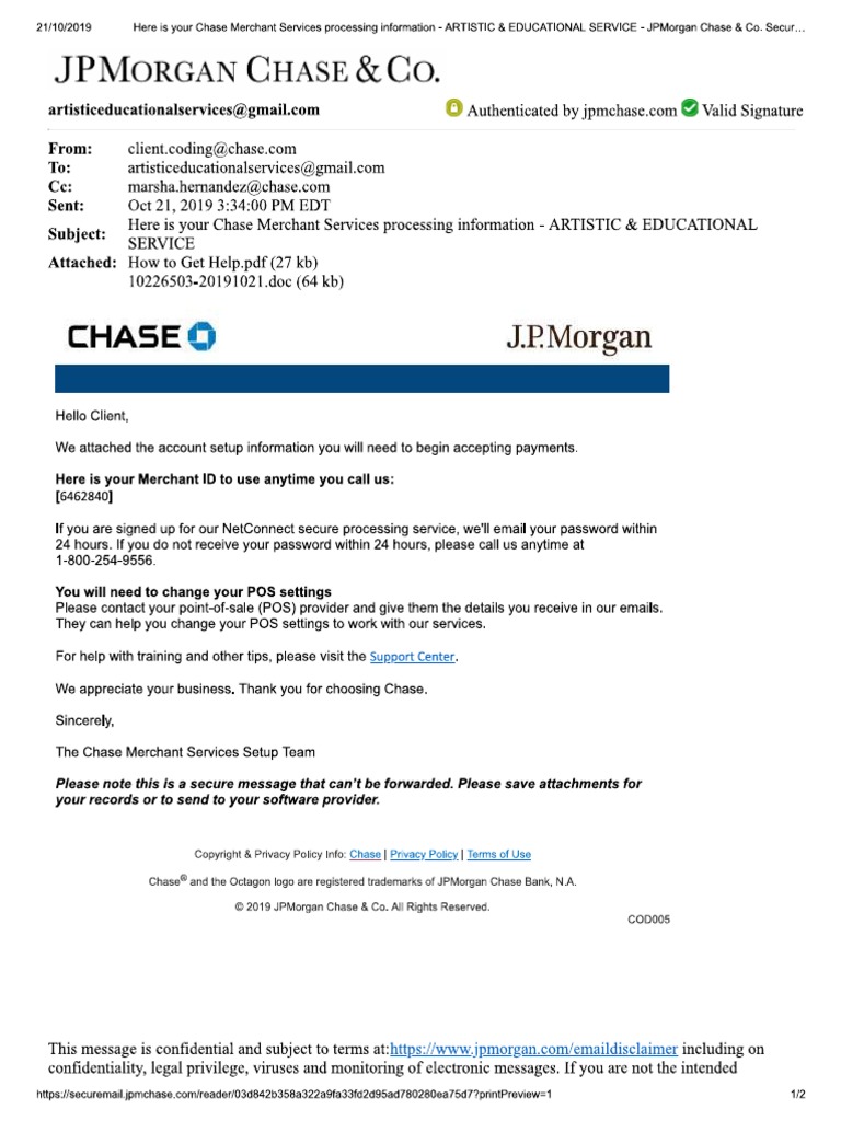 Chase Merchant Services Processing Information | PDF