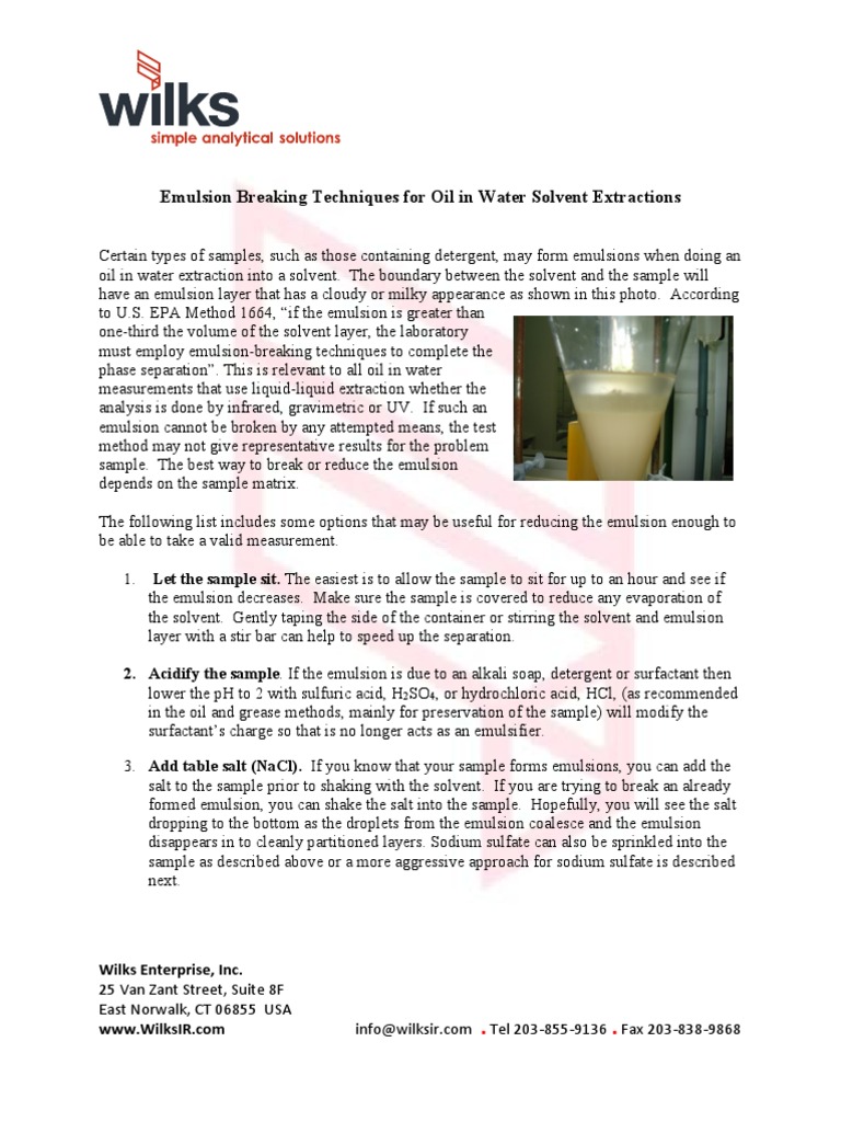 Breaking Emulsions Oil Grease Extractions | PDF | Emulsion | Chemical ...