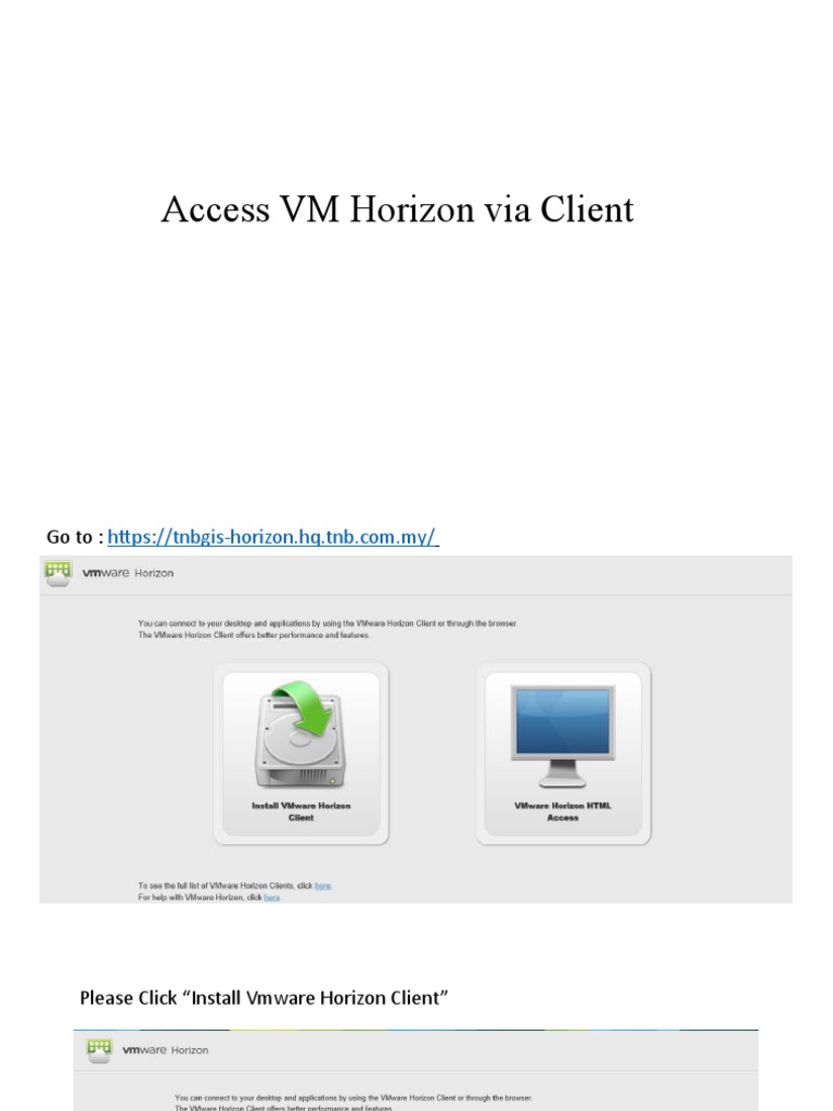 VM Horizon Access Guide for TNB Staff | PDF | Technology & Engineering