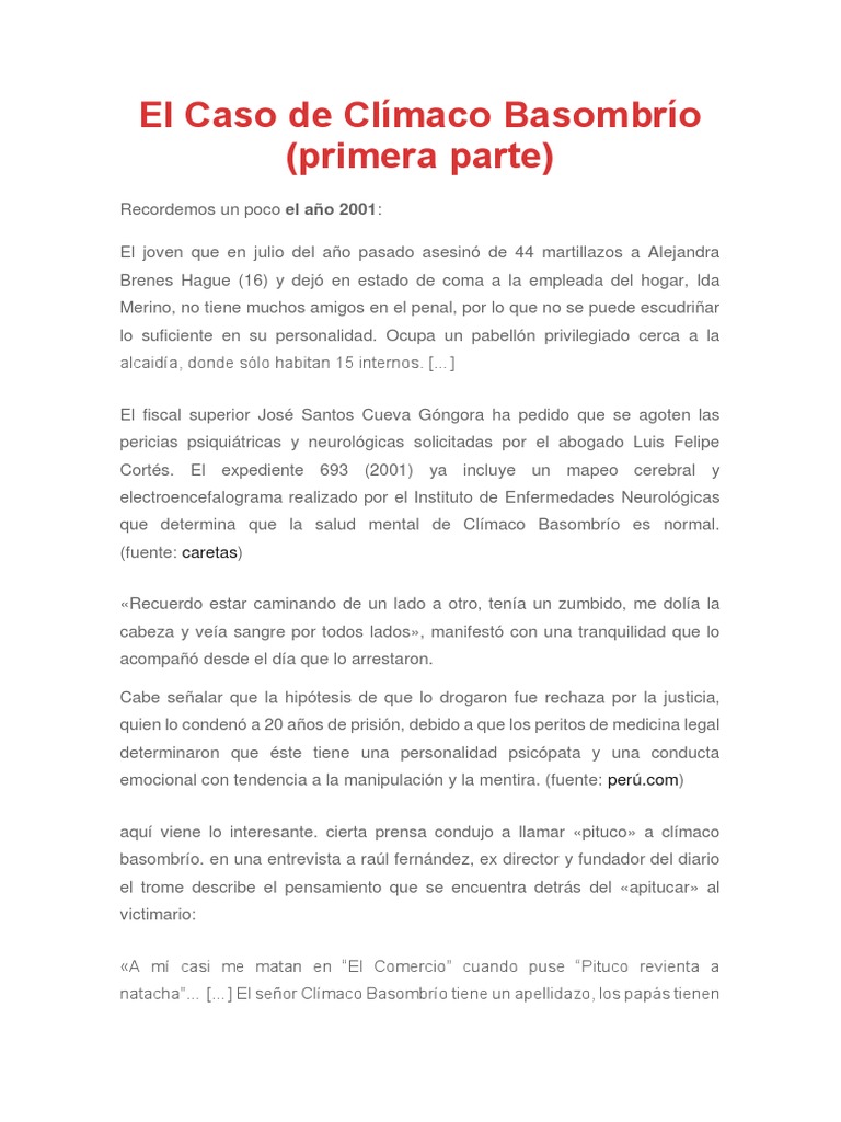 El Caso de Clímaco Basombrío | PDF