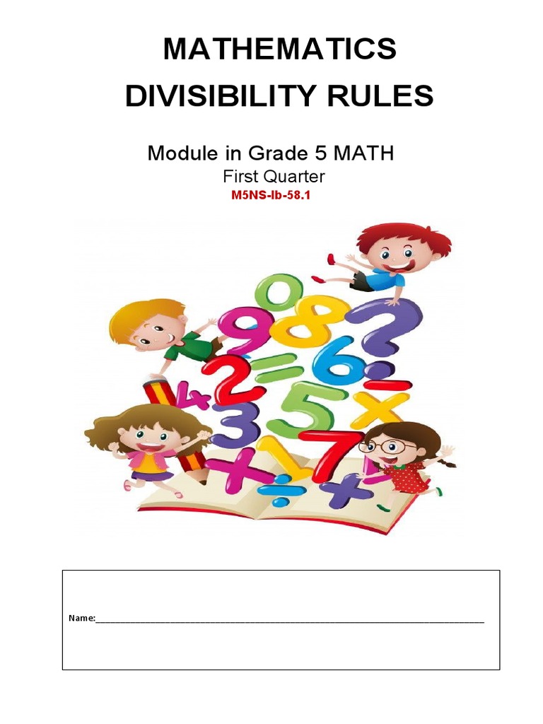 Mathematics Divisibility Rules: Module in Grade 5 MATH | PDF | Division ...