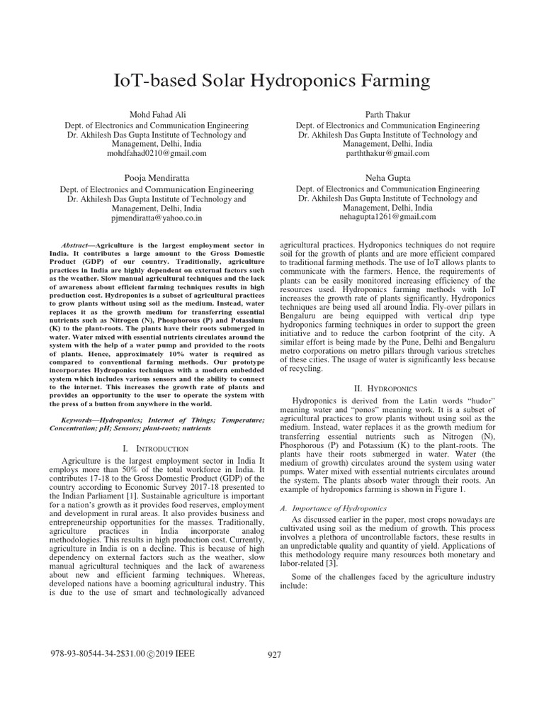 IoT-Article - Ali - 2019-IoT-based Solar Hydroponics Farming | PDF ...