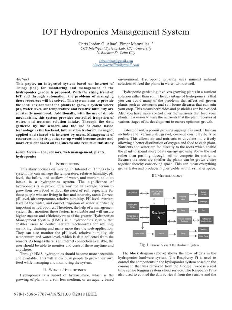 IoT-Article - Aliac - 2018 - IOT Hydroponics Management System | PDF ...