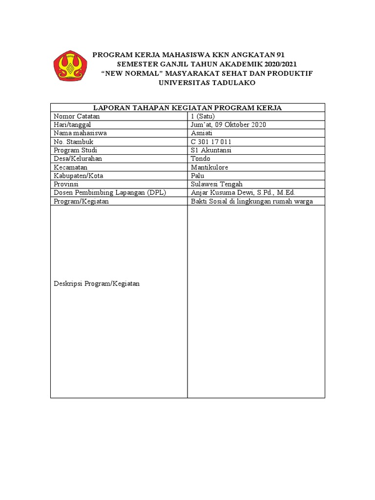 LAPORAN HARIAN PROKER Baksos | PDF