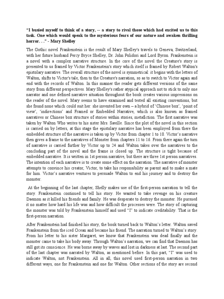 Narrative Structure of Frank | PDF | Frankenstein | Mary Shelley