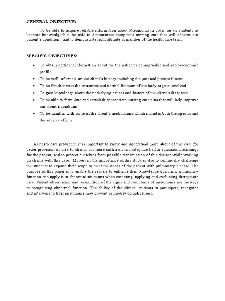 Case Study - Pneumonia | PDF | Pneumonia | Respiratory Tract