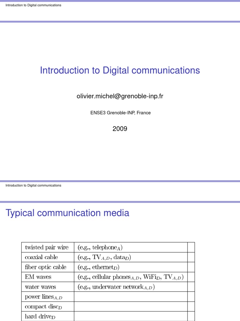 Introduction To Digital Communications: Olivier - Michel@ | PDF ...