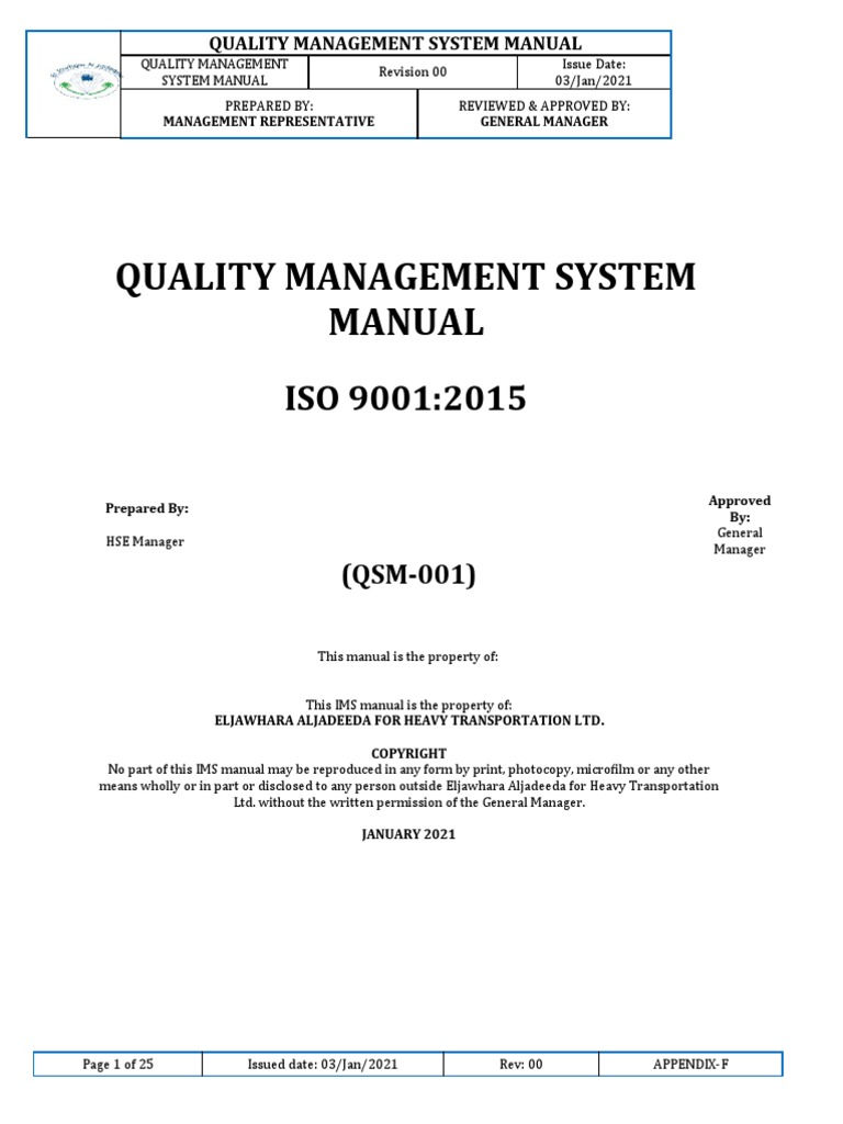 Quality Management System Manual PDF | PDF | Quality Management ...