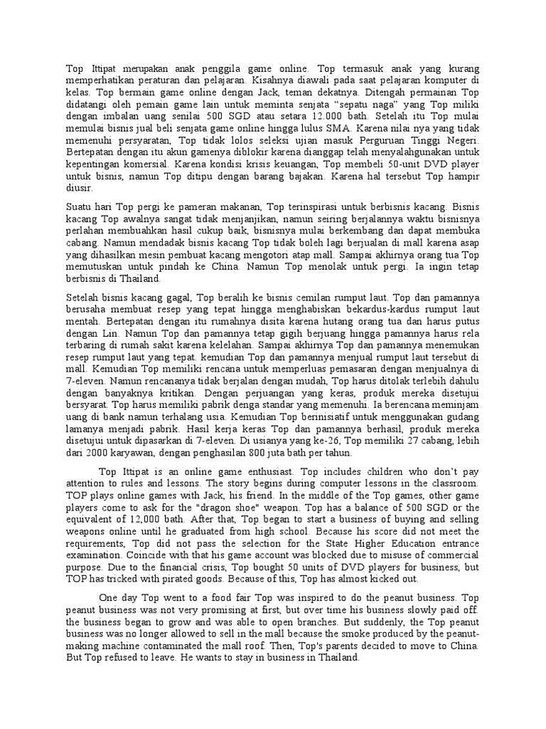 Top Ittipat Merupakan Anak Penggila Game Online | PDF | Pengembangan Diri