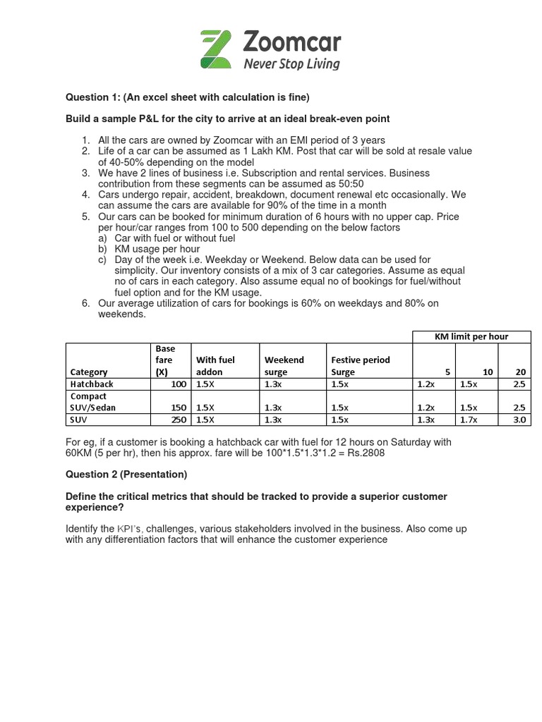 Zoomcar Case Study | PDF