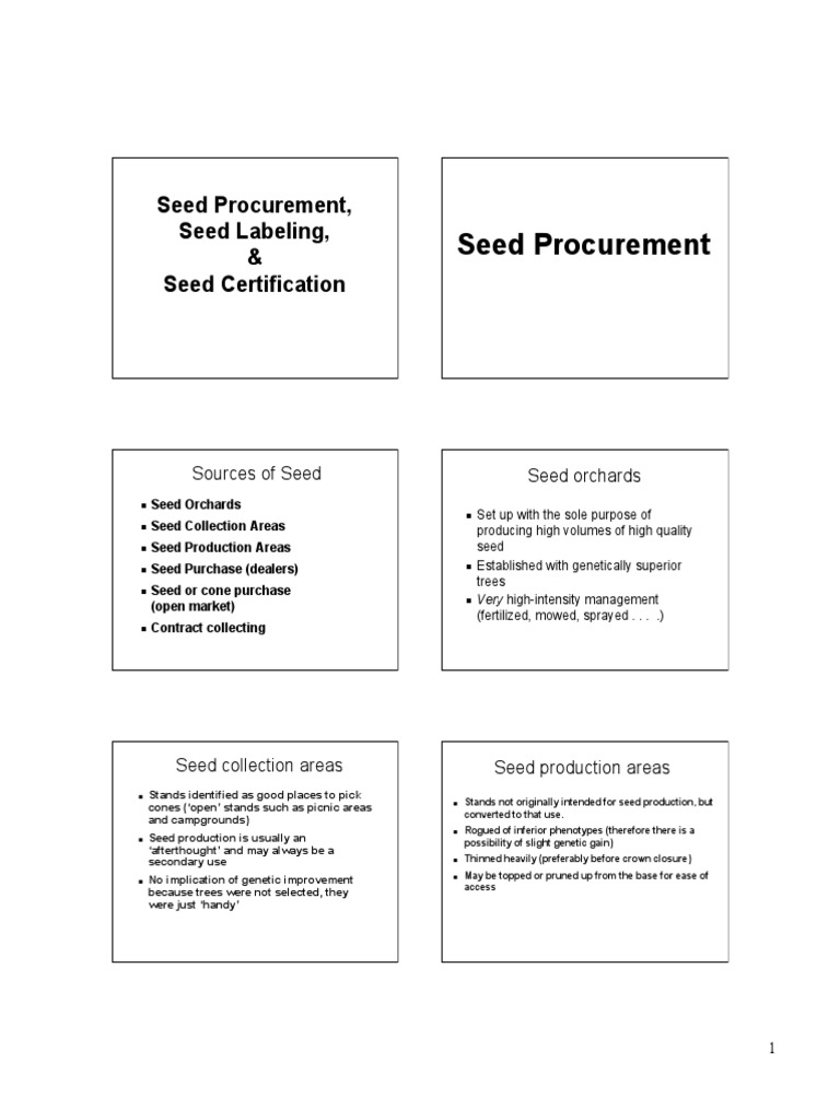 Seed Procurement, Labeling, and Certification | PDF | Plant Nursery | Seed