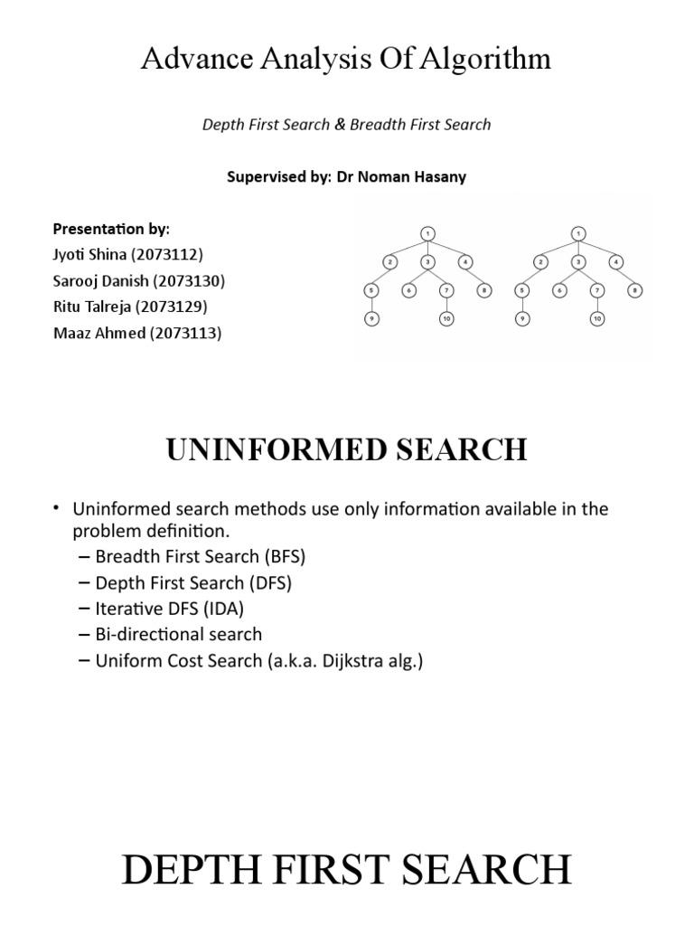 Advance Analysis of Algorithm: Depth First Search & Breadth First Search | PDF | Vertex (Graph ...