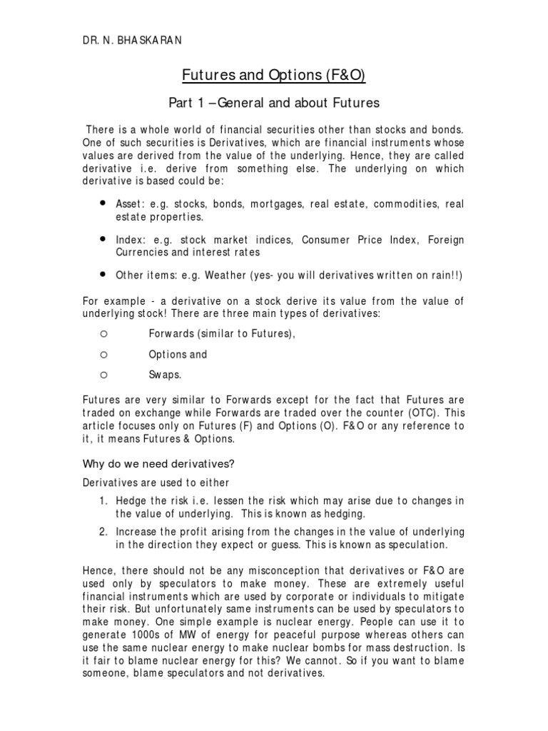 Futures and Options | PDF | Put Option | Option (Finance)