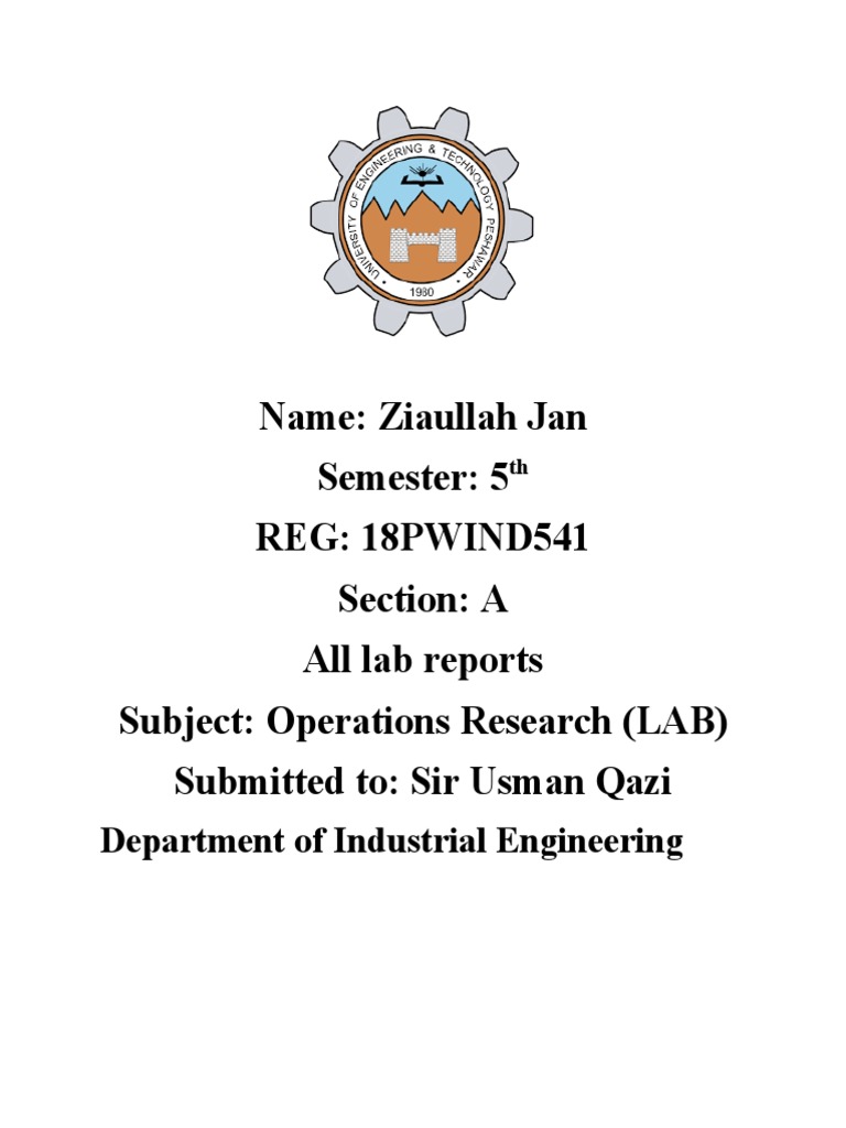 OR Lab Reports | PDF | Mathematical Optimization | Linear Programming