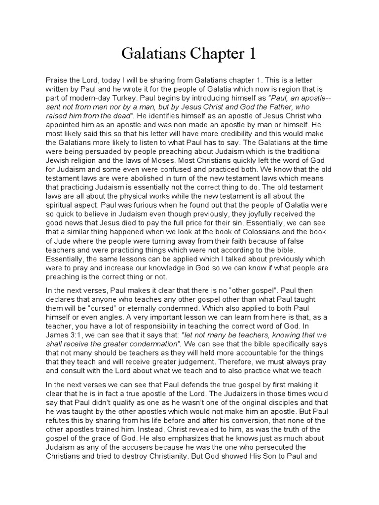 Paul Defends His Apostleship in Galatians Chapter 1 | PDF | Epistle To ...