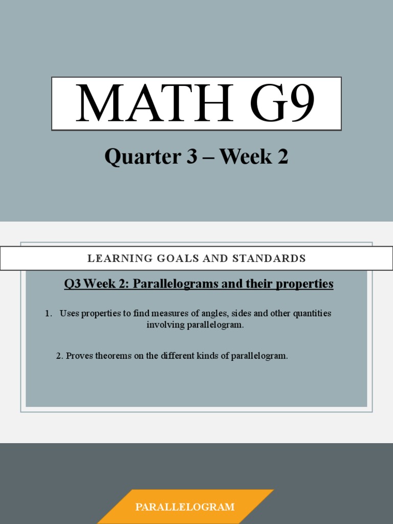 Math G9: Quarter 3 - Week 2 | PDF | Rectangle | Polytopes