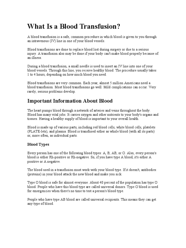 What Is a Blood Transfusion?: Important Information About Blood | Blood ...