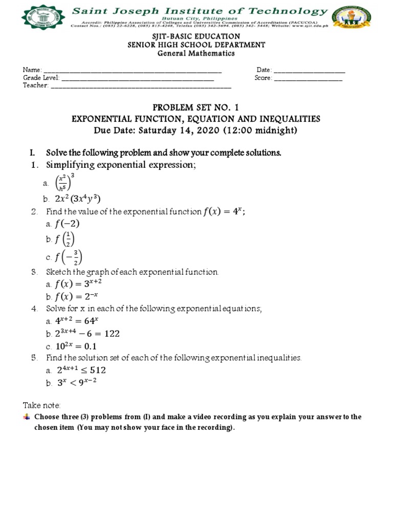 Exponential Function (Gen-Math) | PDF