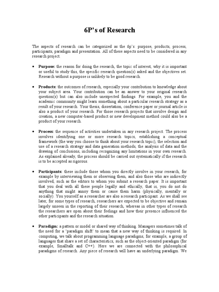 6ps of research | Paradigm | Truth