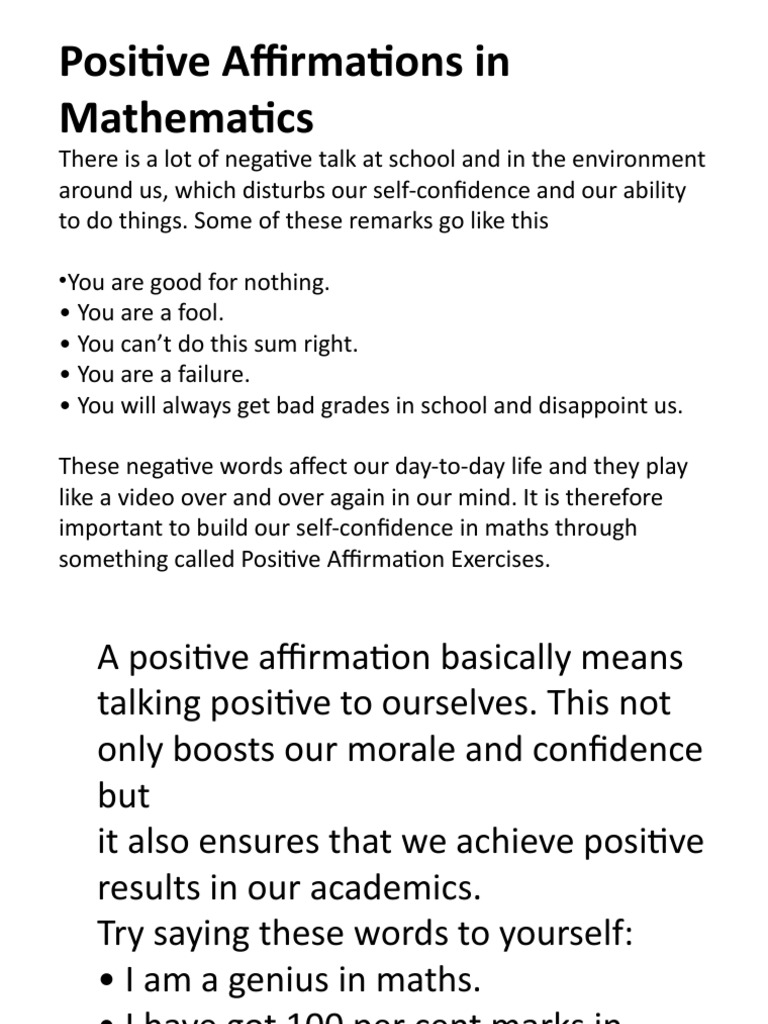 Boosting Math Confidence Through Positive Self-Talk: The Power of ...