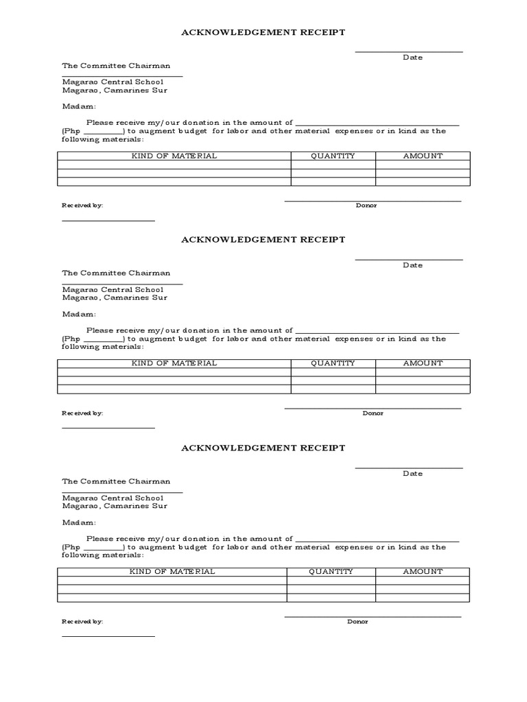 Acknowledgement Receipt | PDF