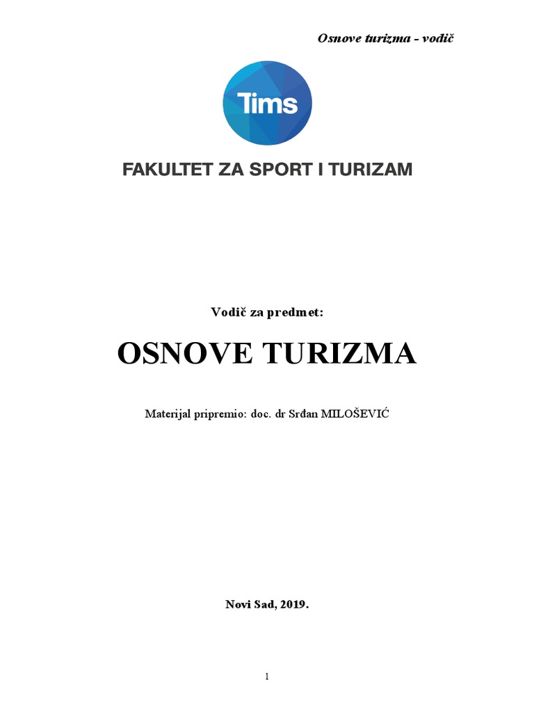 Vodič za predmet-OSNOVE TURIZMA-planinari2019 | PDF