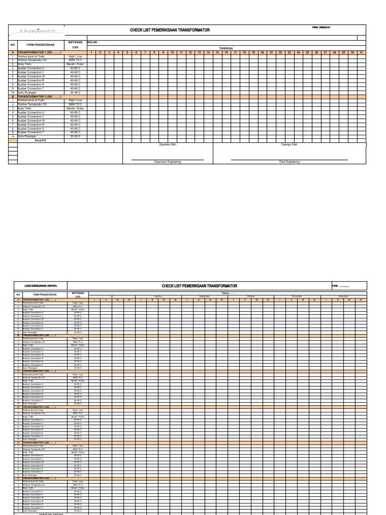Fmeg0202 Daily Checklist Transformer | PDF | Power Engineering ...