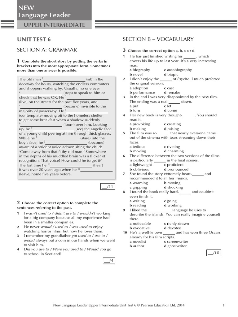 Upper Intermediate Unit Test 6 Pdf Novels Books