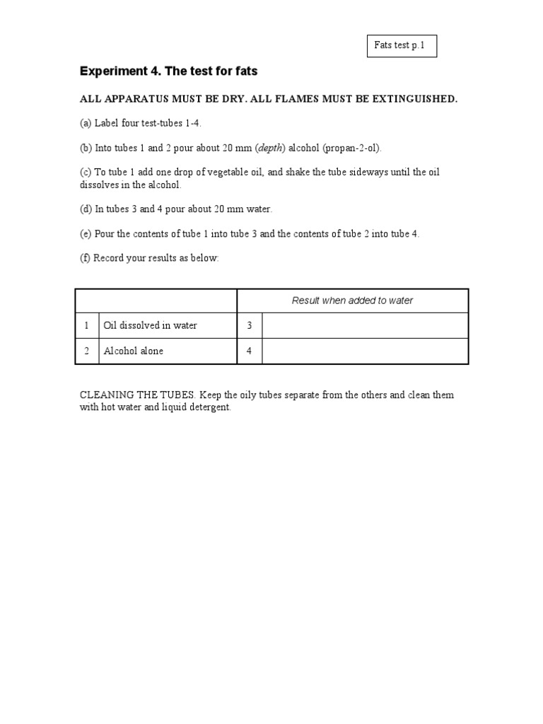 Fats Detection Experiment Guide | PDF | Emulsion | Oil
