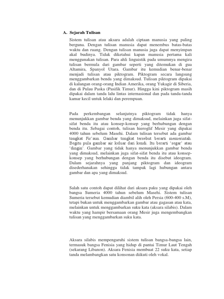 Sejarah dan Perkembangan Tulisan | PDF