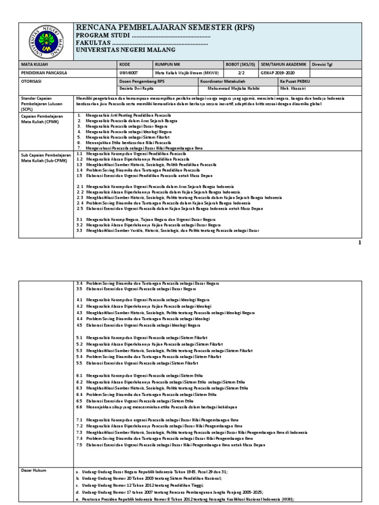RPS Pend. PANCASILA MKU | PDF