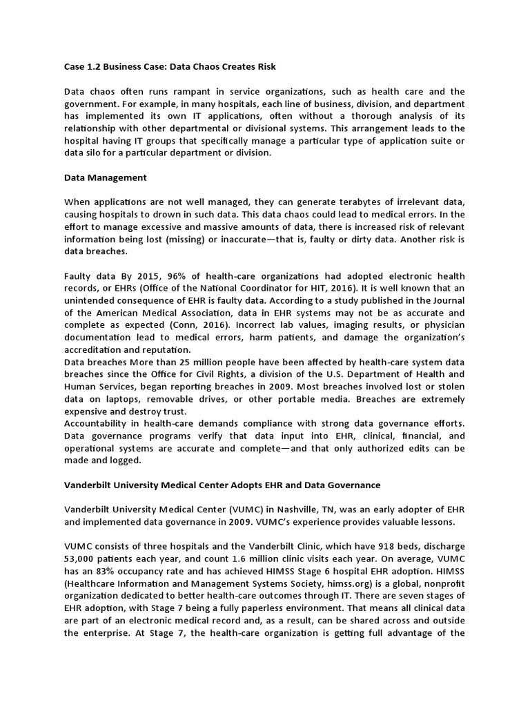 Case 1-2 Business Case Data Chaos Creates Risk | PDF | Electronic ...