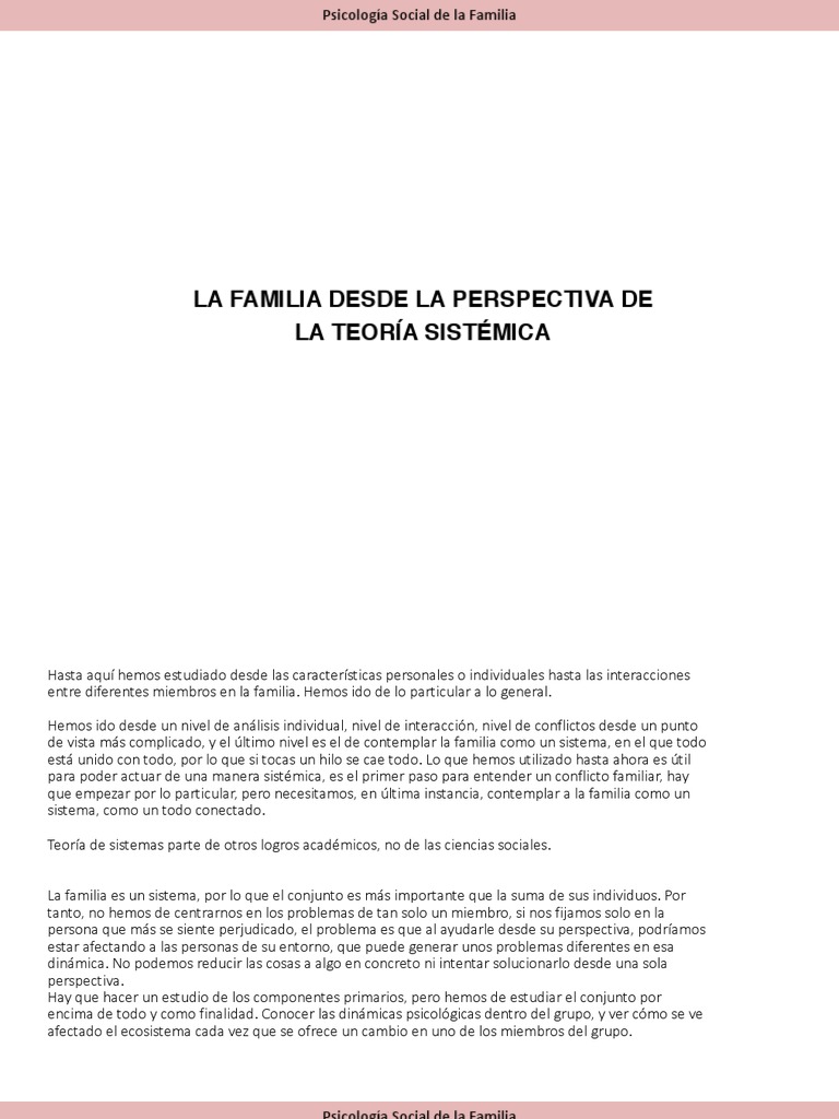 La Perspectiva Sistémica De La Familia Fundamentos Y Conceptos Clave