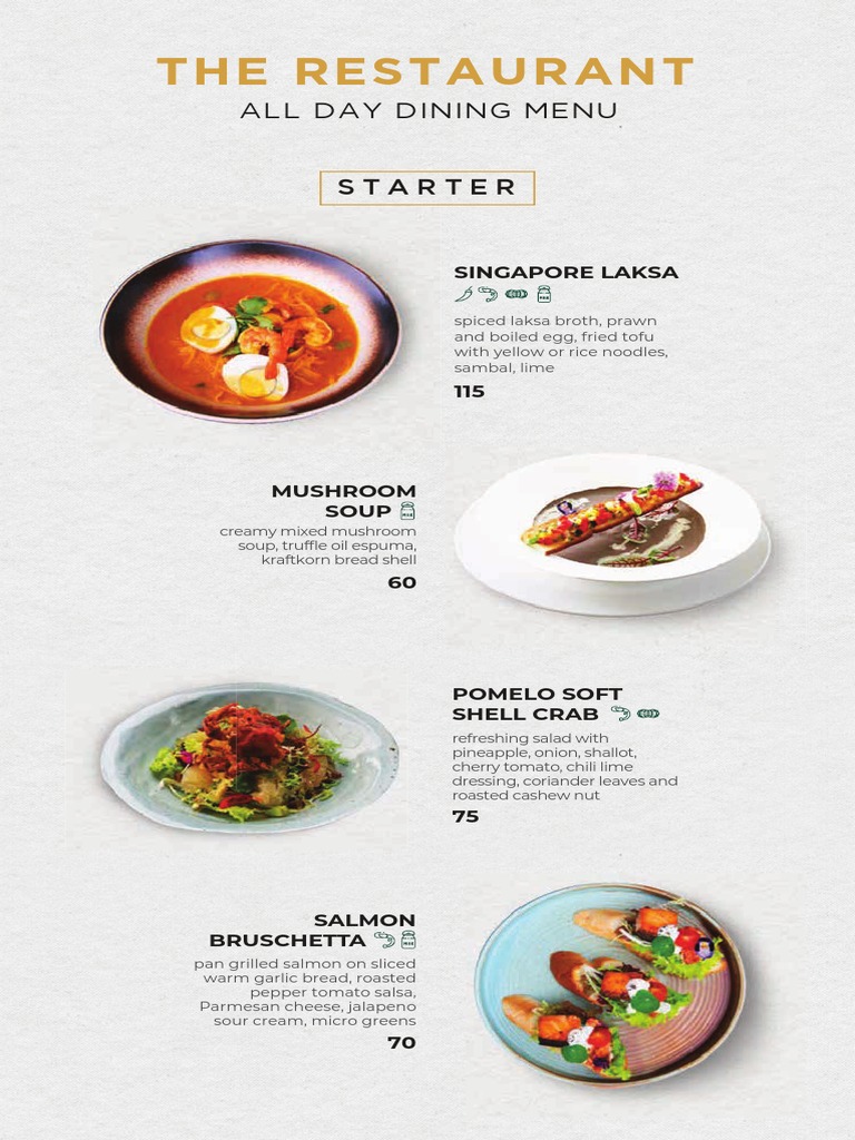 Ala Carte Menu The Restaurant | PDF | Foods | Prepared Foods