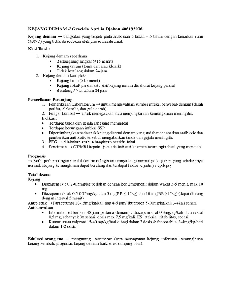 Resume Kejang Demam | PDF | Kesehatan Holistik | Sains & Matematika