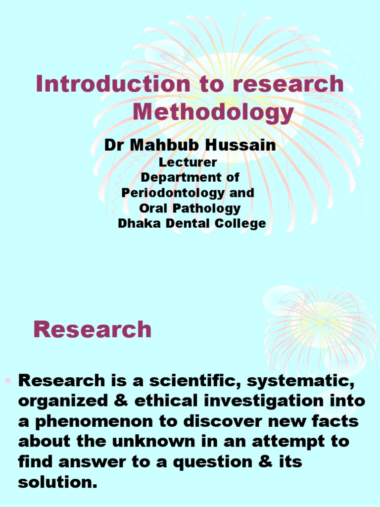 Introduction To Research Methodology: DR Mahbub Hussain | PDF | Cohort ...
