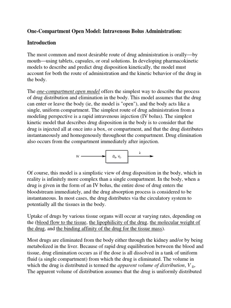 One-Compartment Open Model: Intravenous Bolus Administration | PDF ...