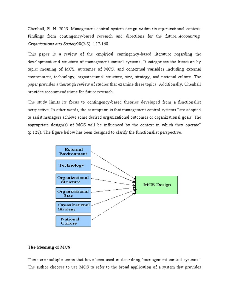 Chenhall REVIEW JUNAL VIKA | PDF | Organizational Structure | System