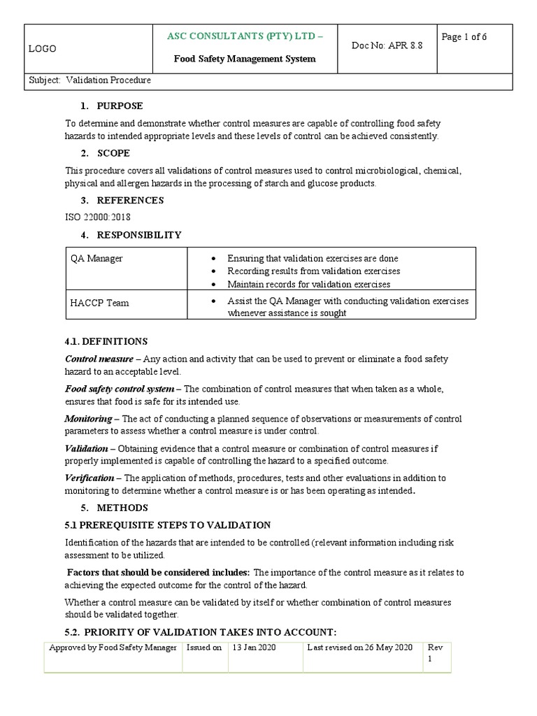 Food Safety Management System: Asc Consultants (Pty) LTD | PDF | Food ...