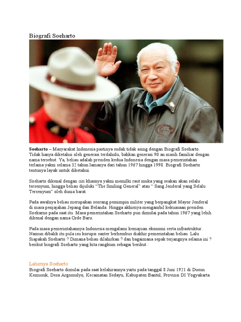 Biografi Soeharto: Presiden Kedua RI | PDF | Politik