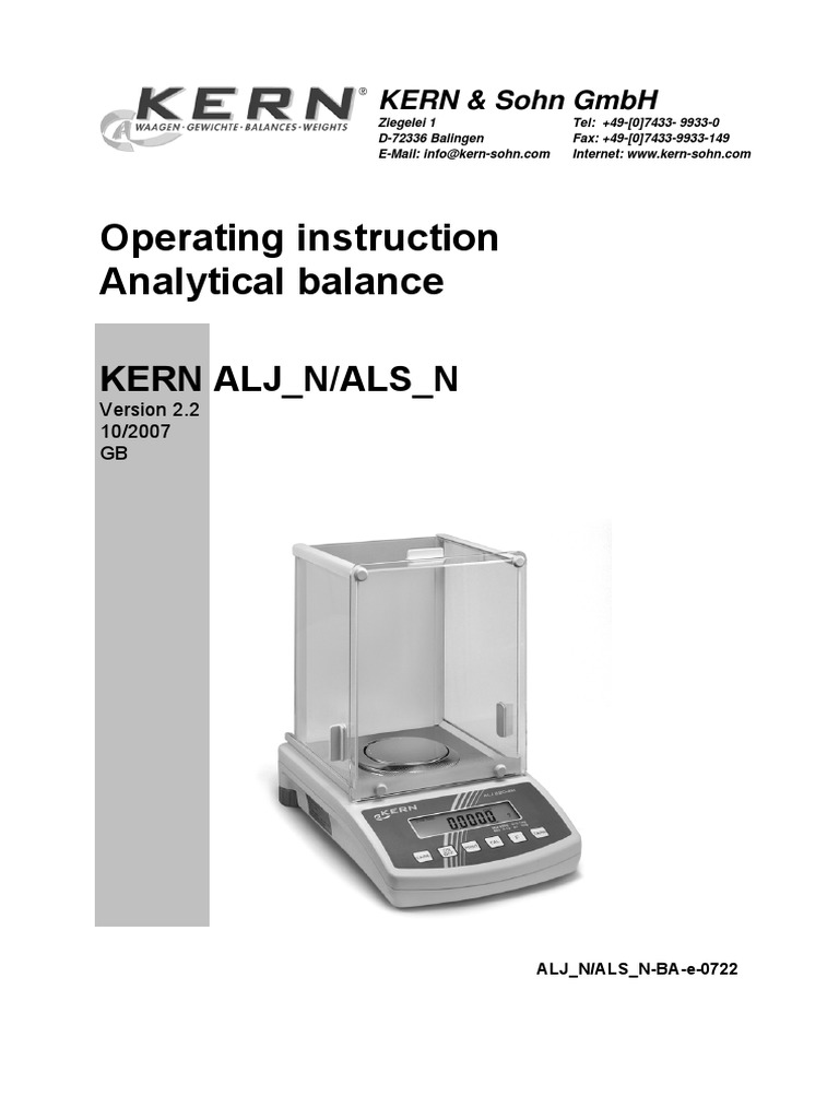 Analytical Balance KERN ALJ 220-4 | PDF | Troy Weight | Weight