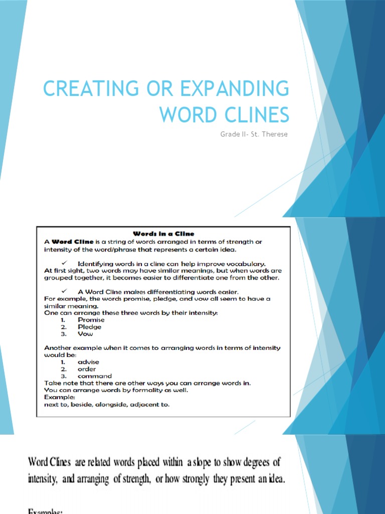 Creating or Expanding Word Clines: Grade II-St. Therese | PDF