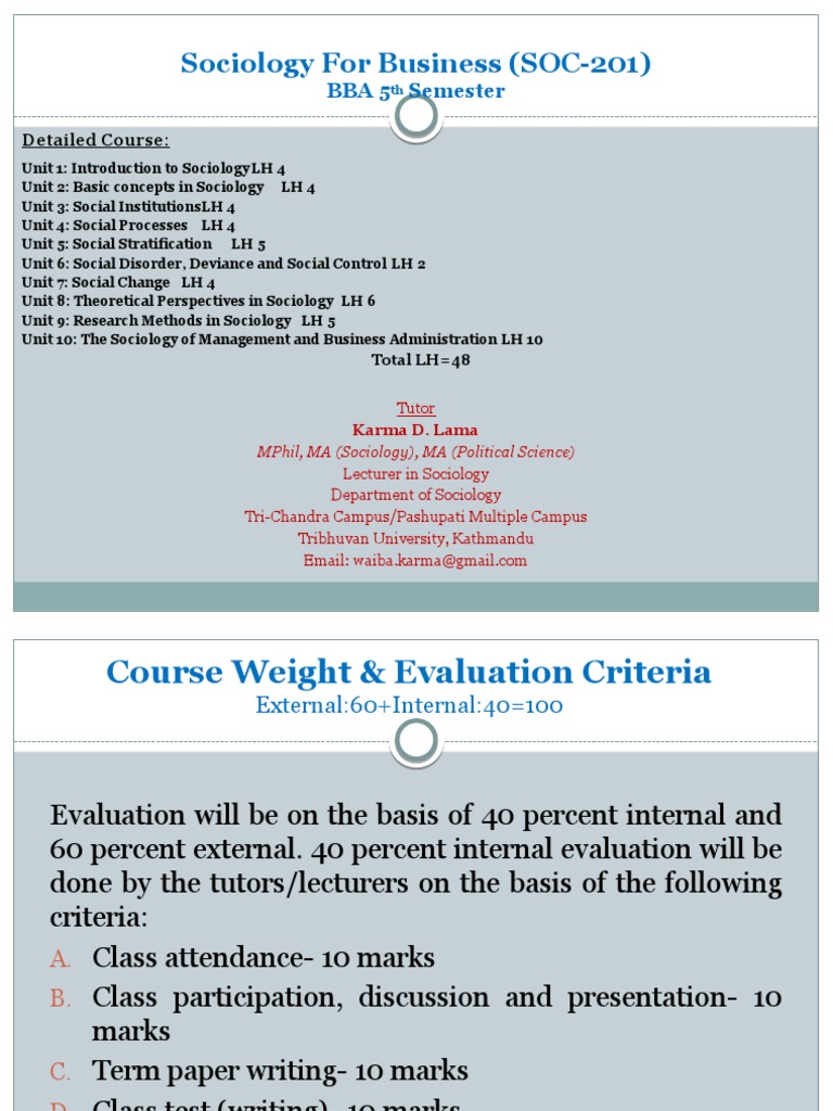 Sociology For Business (SOC-201) : Bba 5 Semester | PDF | Sociology ...