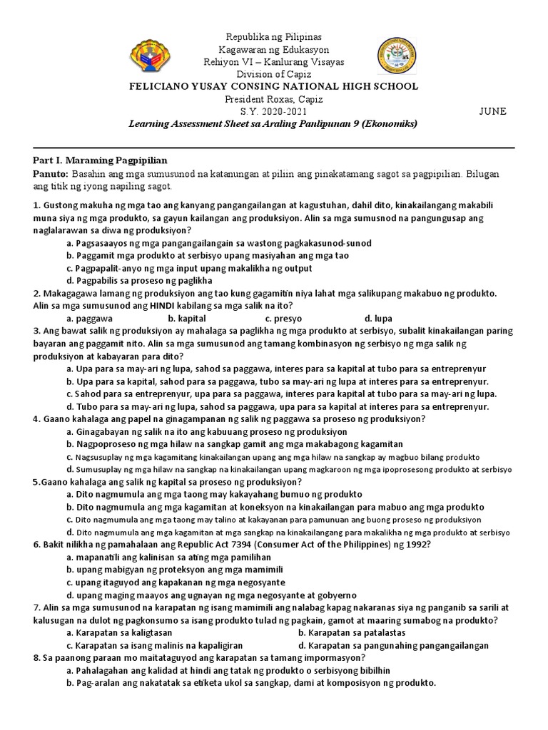 Summative Test AP9 | PDF