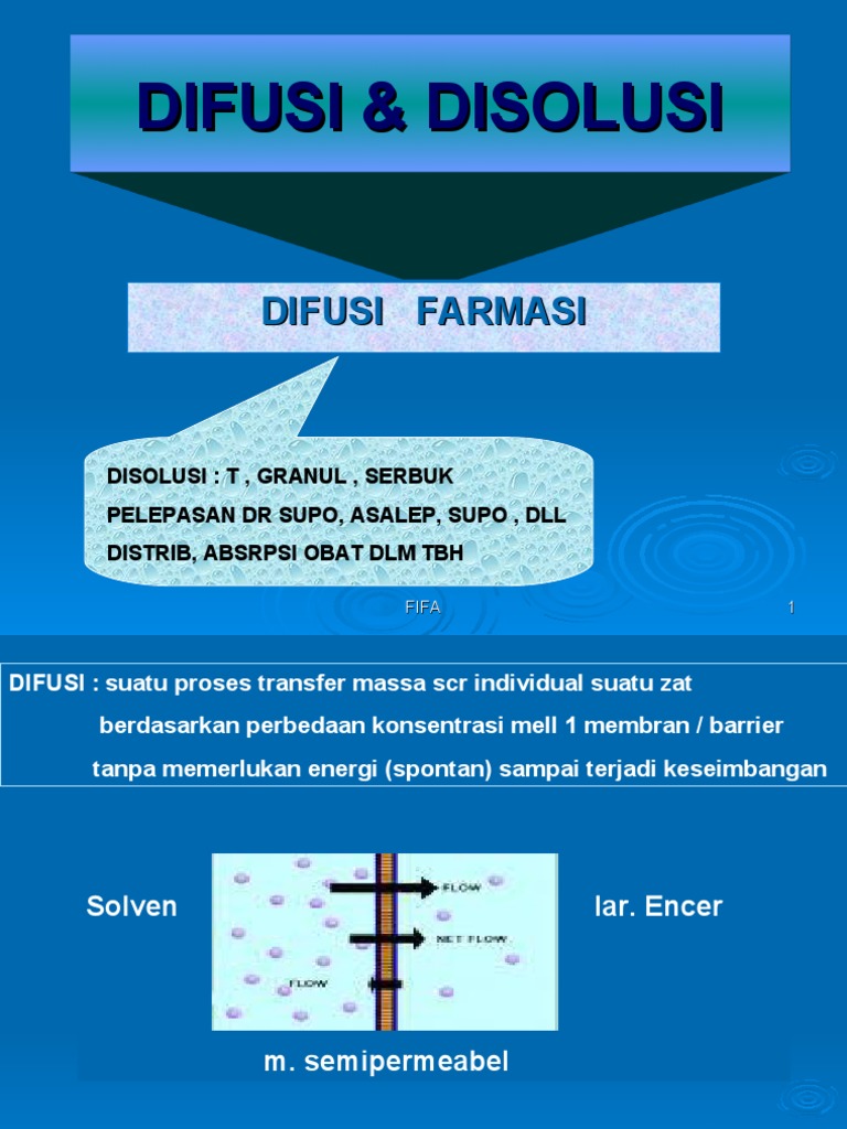 Proses Difusi dan Disolusi dalam Farmasi | PDF